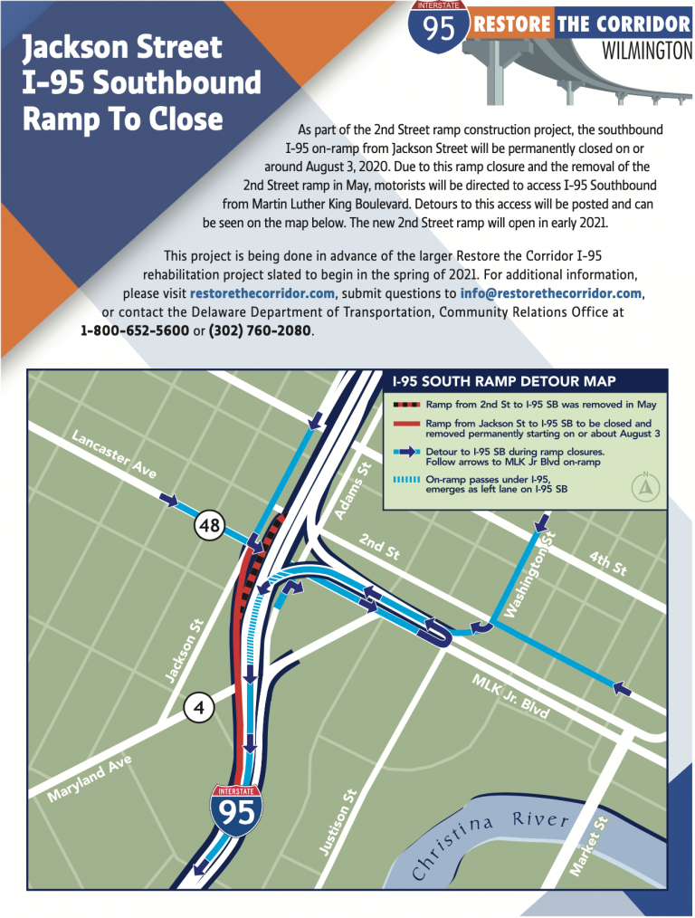 DelDOT Announces Permanent Closure of Jackson Street Southbound On-Ramp ...